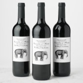 Vintage Elephant Drawing Wine Label | Zazzle