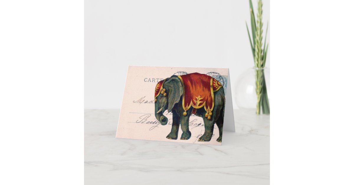 Vintage Elephant Postcard Digital Art | Zazzle