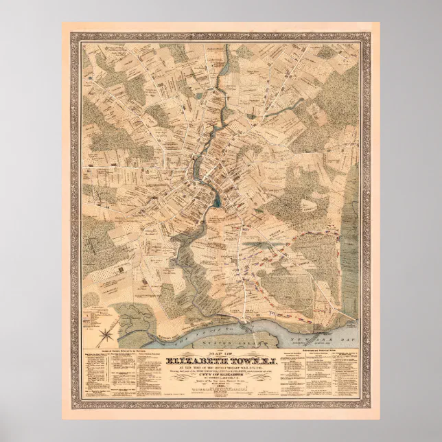 Vintage Elizabeth NJ Map (1879) Poster | Zazzle