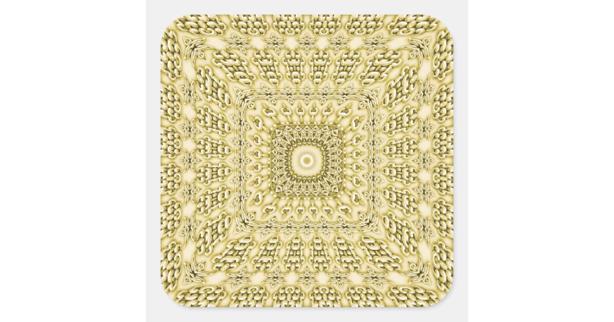 Vintage Embossed Metallic Gold Foil Floral Design Square Sticker | Zazzle