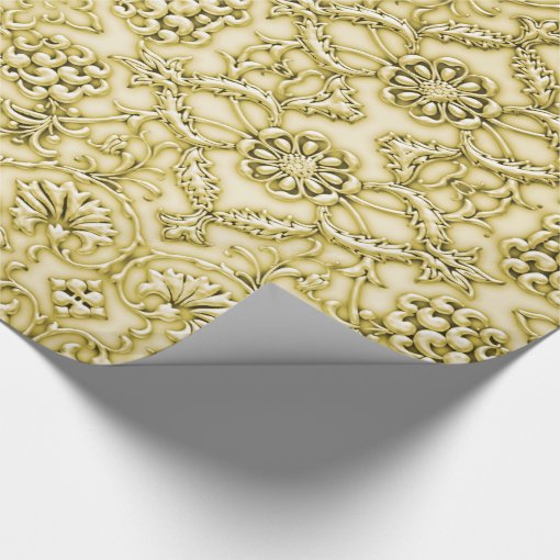 Vintage Embossed Metallic Gold Foil Floral Design Wrapping Paper | Zazzle