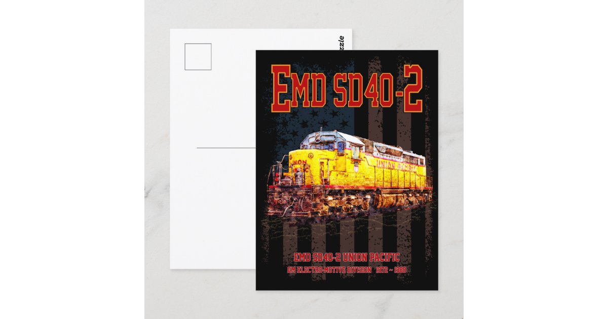 Vintage EMD SD40-2 Diesel Locomotive American flag Postcard | Zazzle