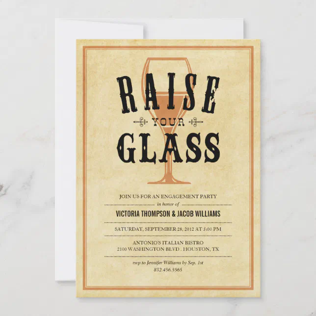 Vintage Engagement Party Toast Invitations | Zazzle