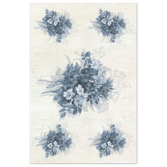 Vintage English Floral Blue and White Decoupage Tissue Paper | Zazzle