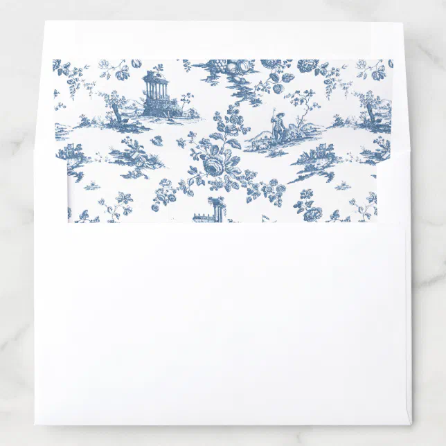 Vintage English Floral Toile de Jouy-Blue Envelope Liner | Zazzle
