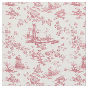 Elegant Engraved Pink and White Floral Toile Fabric | Zazzle