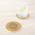 Vintage Engraved Compass Rose Coaster | Zazzle