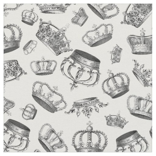 Vintage Engraved Royal Crowns Fabric | Zazzle