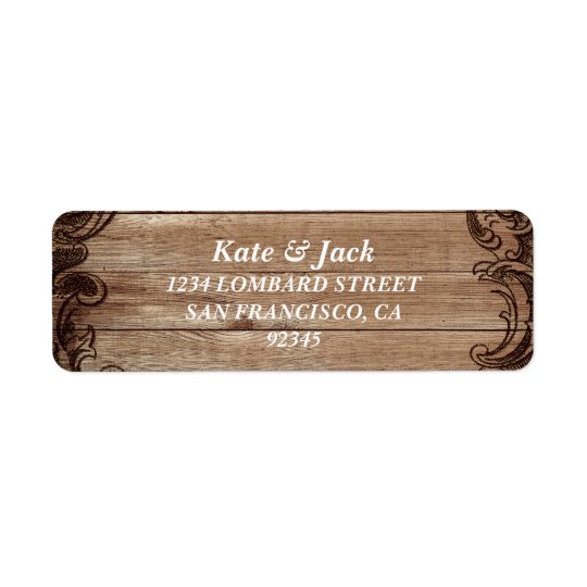 Vintage Engraved Wood Return Address Label | Zazzle.com