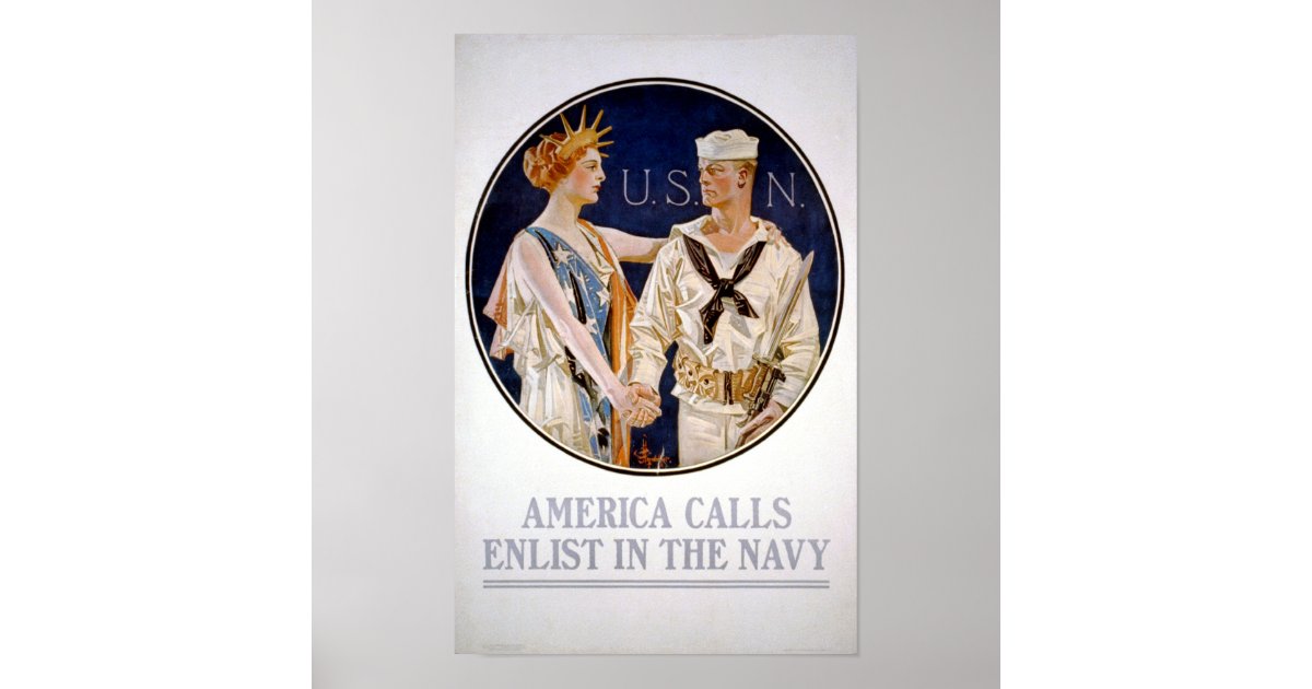 Vintage Enlist In The Navy Poster | Zazzle