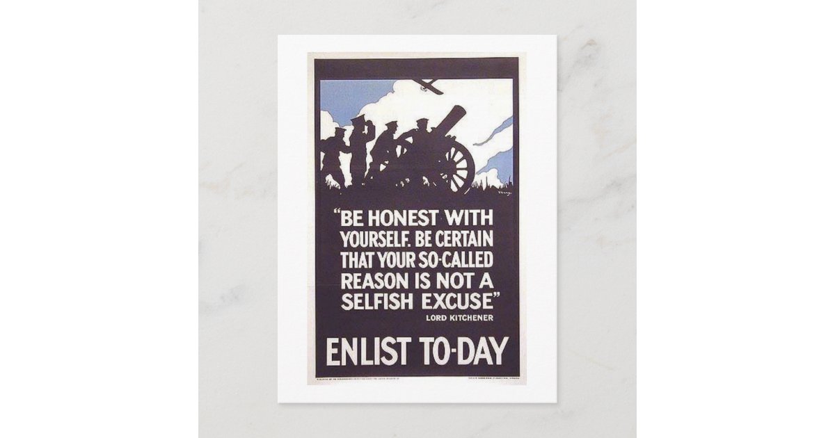Vintage Enlist Today Recruitment Poster Postcard | Zazzle