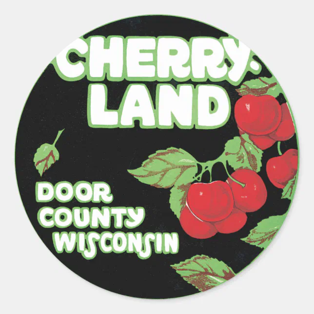 Vintage Ephemera, Cherryland Door County Wisconsin Classic Round ...