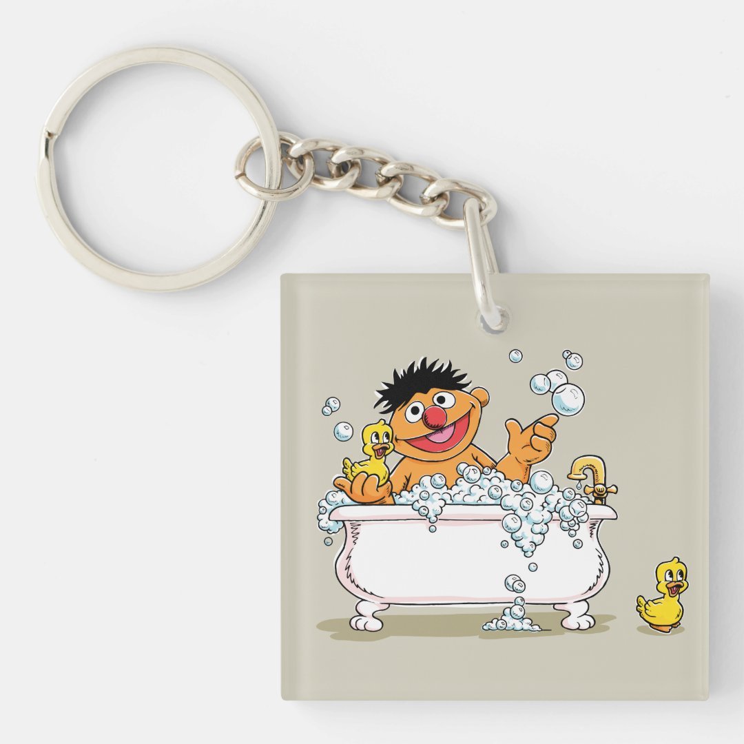 Vintage Ernie in Bathtub Keychain | Zazzle