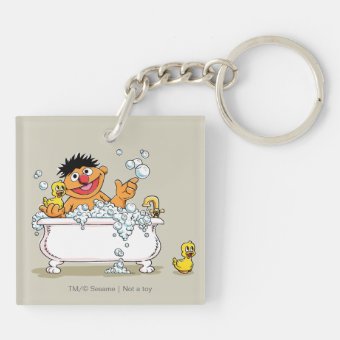 Vintage Ernie in Bathtub Keychain | Zazzle