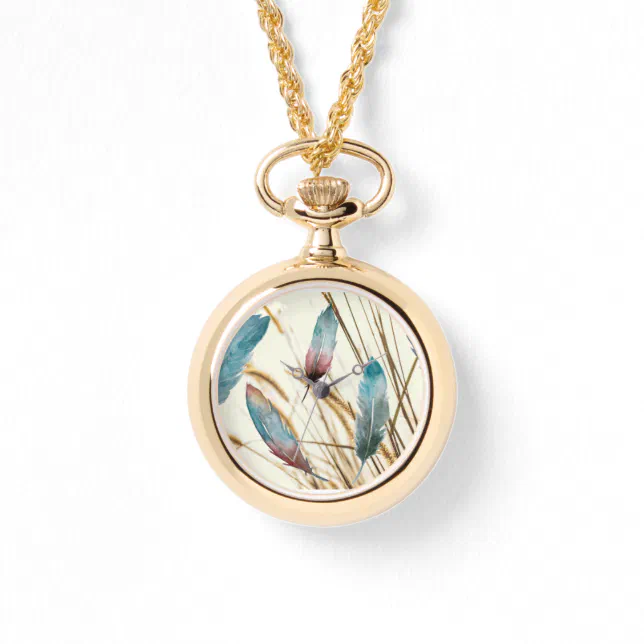 Vintage Ethereal Teal Rose Feather Watercolor Art Watch | Zazzle