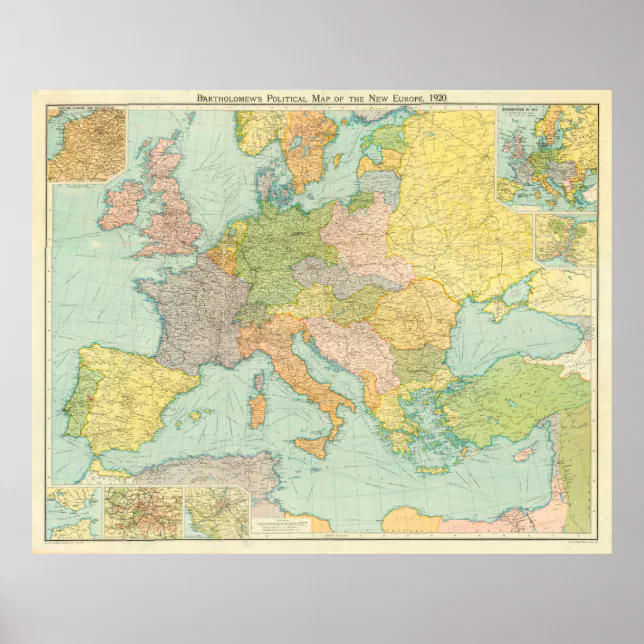 Vintage Europe Map (1920) Poster | Zazzle