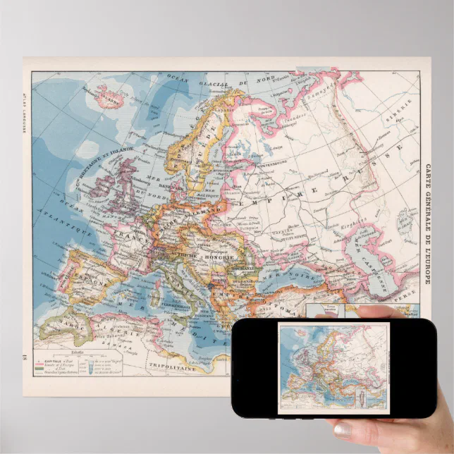 Vintage Europe Map Poster | Zazzle