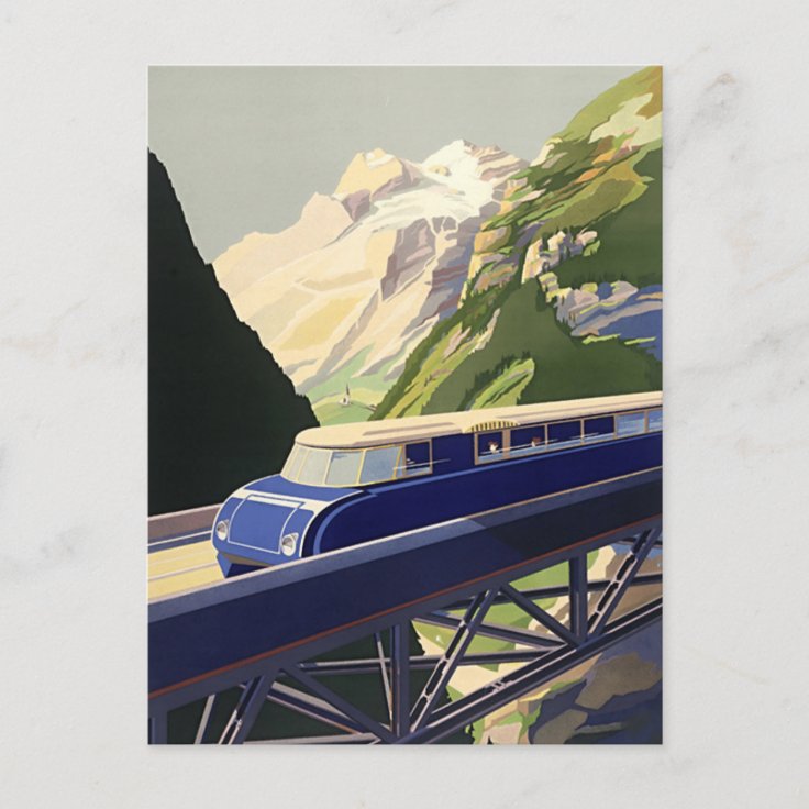 Vintage Europe Rail Travel Postcard | Zazzle