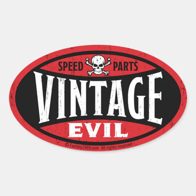 Vintage Evil 001A Oval Sticker | Zazzle