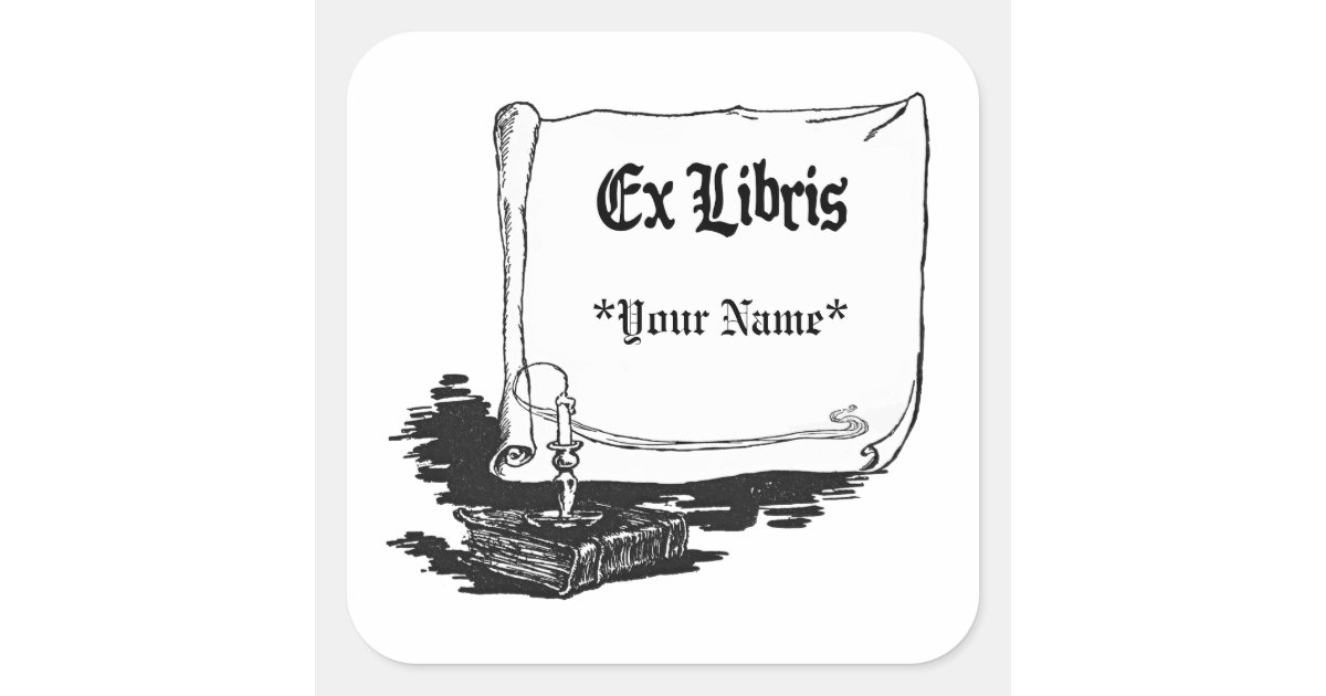 Vintage Ex Libris with Book Sticker Template | Zazzle