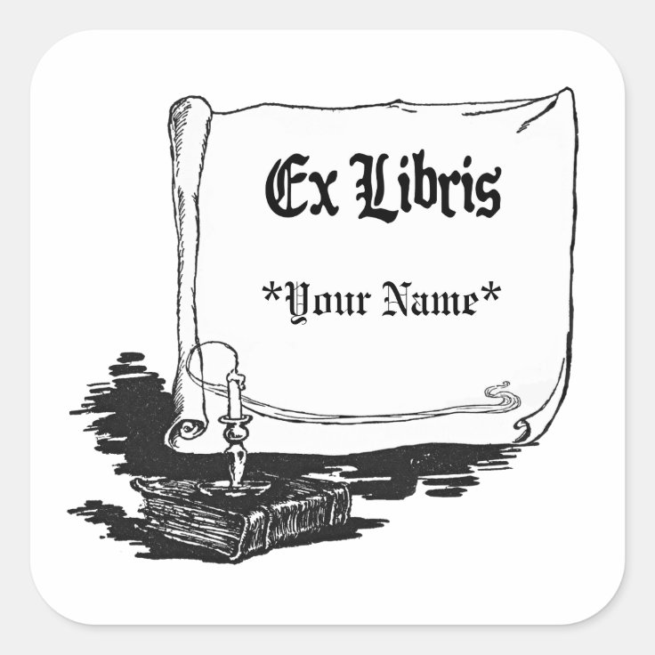 Vintage Ex Libris with Book Sticker Template | Zazzle