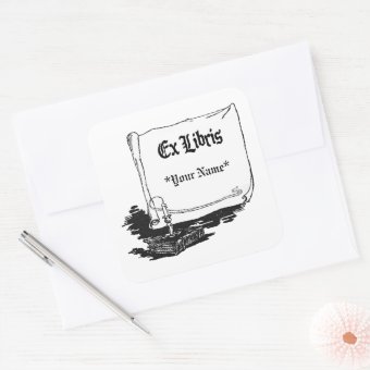 Vintage Ex Libris with Book Sticker Template | Zazzle