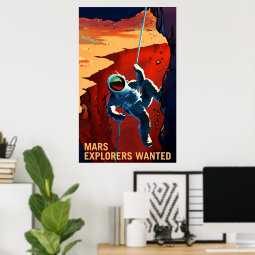 Vintage "Explorers Wanted" Mars Recruitment Poster | Zazzle