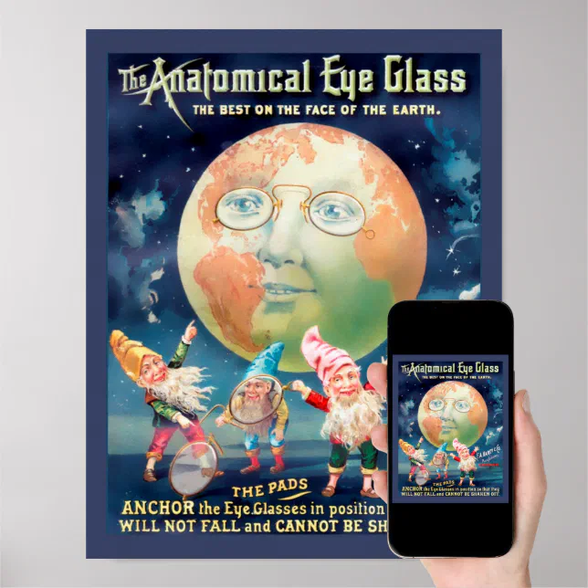 Vintage Eyeglasses Ad Anatomical Eye Glass 1890 Poster | Zazzle