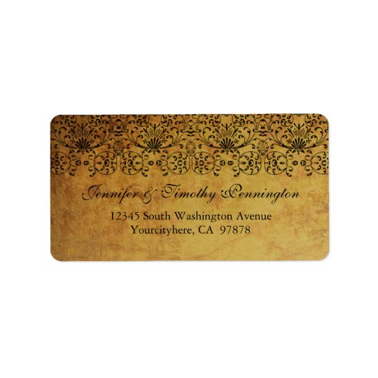 Vintage faded black gold damask address label | Zazzle.com