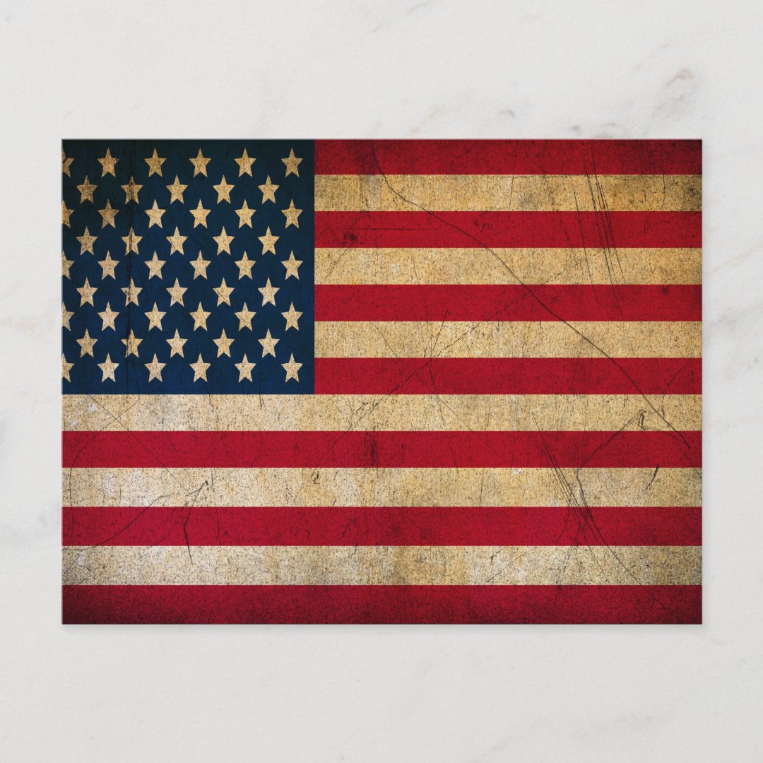 Vintage Faded Old US American Flag Antique Grunge Postcard | Zazzle