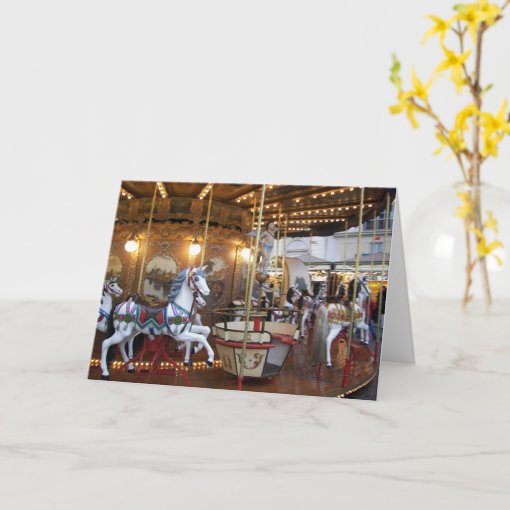 Vintage Fairground Carousel Card | Zazzle