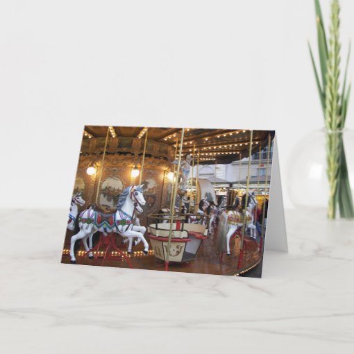 Vintage Fairground Carousel Card | Zazzle