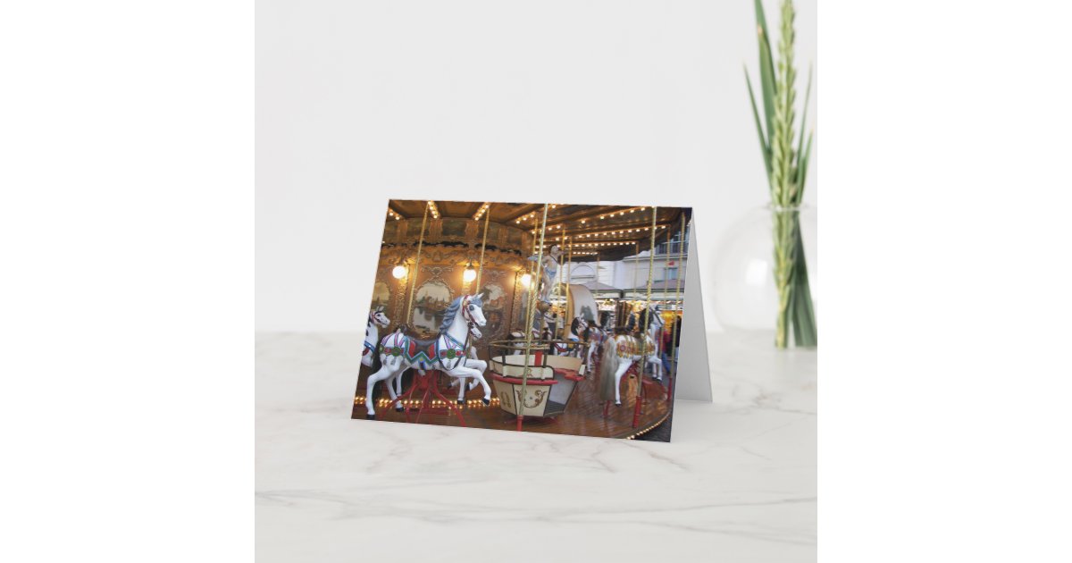 Vintage Fairground Carousel Card | Zazzle