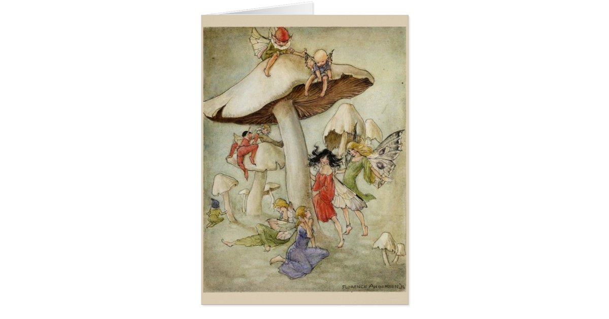 Vintage - Fairies and Toadstools, | Zazzle