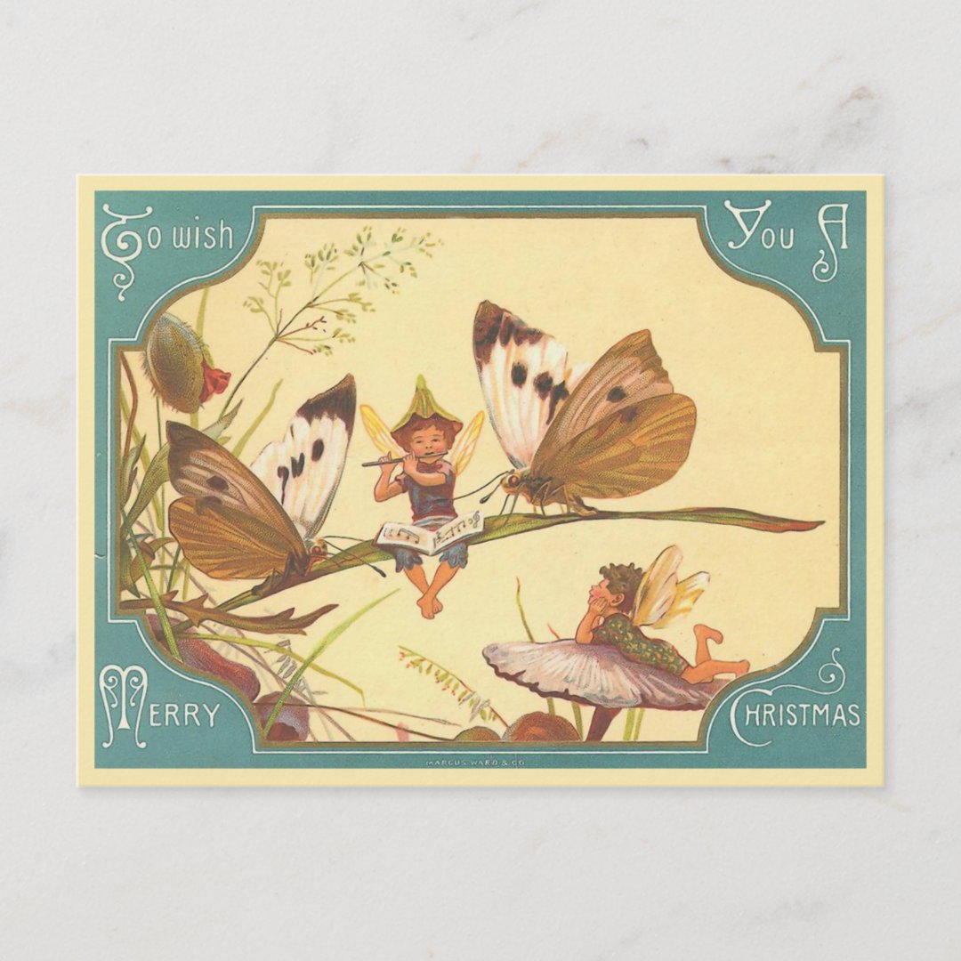 "Vintage Fairies Christmas Card" Postcard | Zazzle