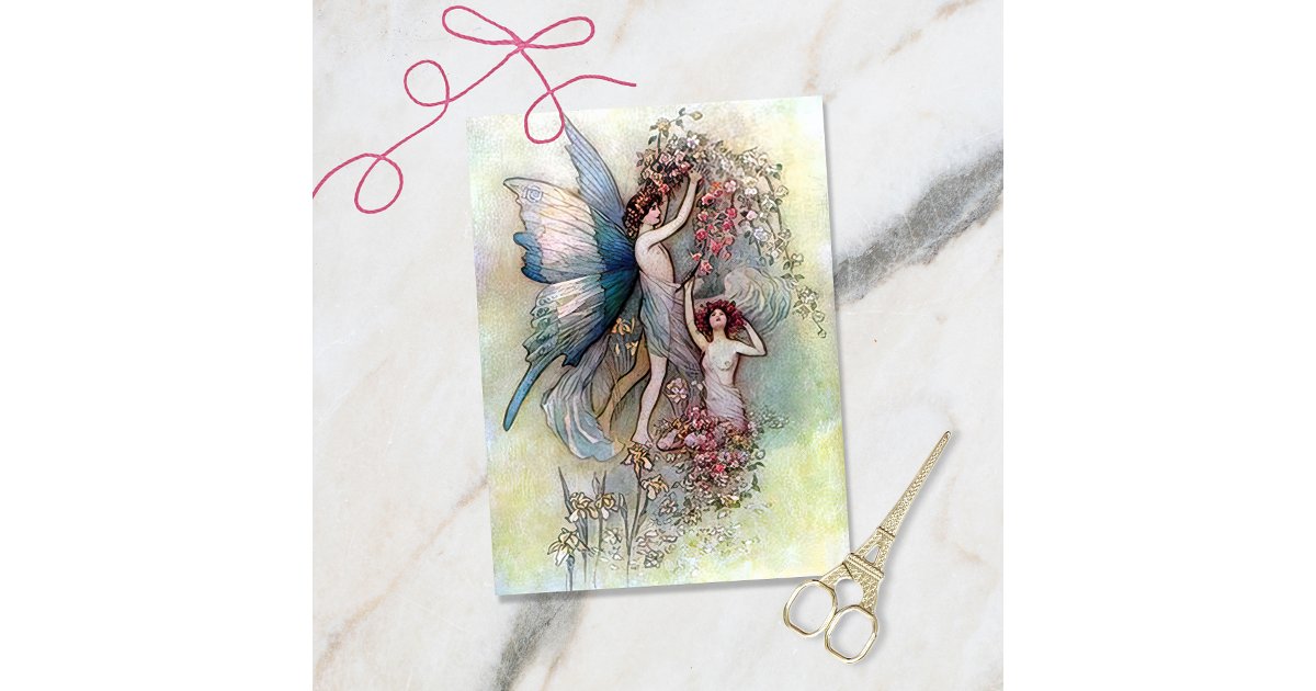 Vintage Fairies in the Garden Tissue Paper | Zazzle