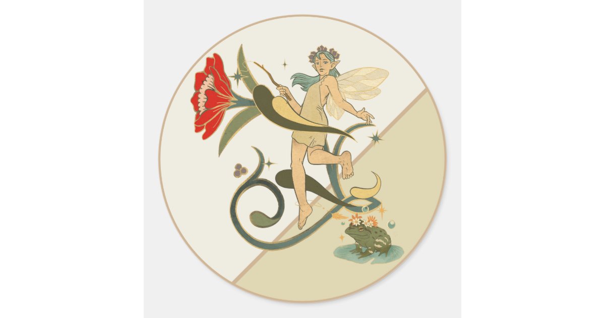Vintage Fairy Classic Round Sticker | Zazzle