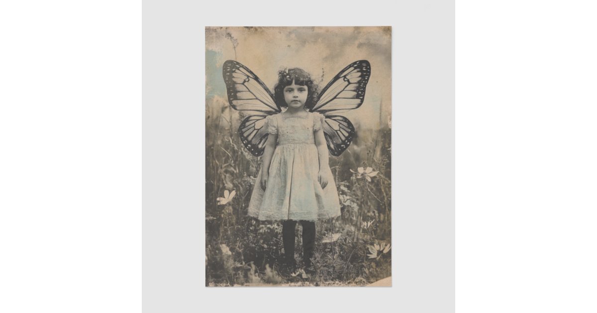 Vintage Fairy Girl Butterfly Wings Tissue Paper | Zazzle