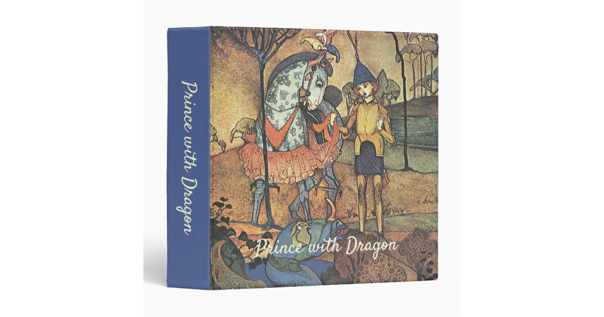 Vintage Fairy Tale, A Brave Knight and Dragon 3 Ring Binder | Zazzle