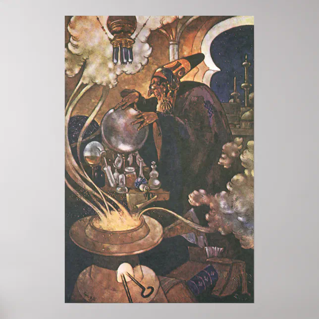 Vintage Fairy Tale, Aladdin and the Magic Lamp Poster | Zazzle
