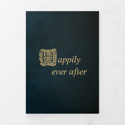 Vintage Fairy Tale Book Gold Emerald Magical Tri-Fold Invitation | Zazzle