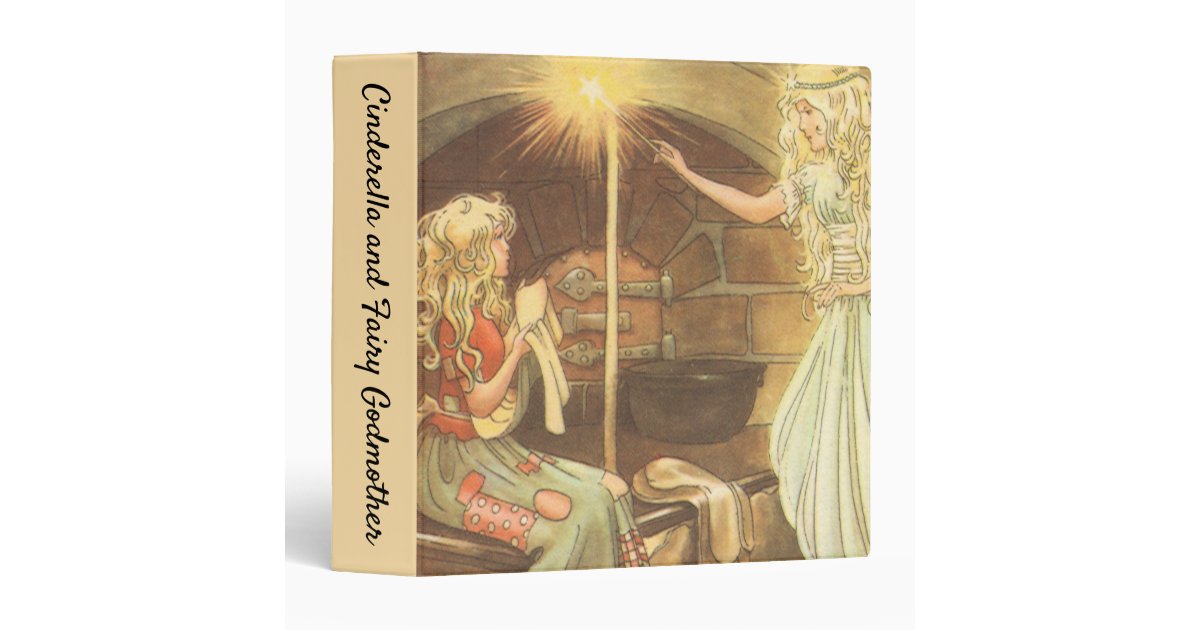 Vintage Fairy Tale, Cinderella and Fairy Godmother 3 Ring Binder | Zazzle