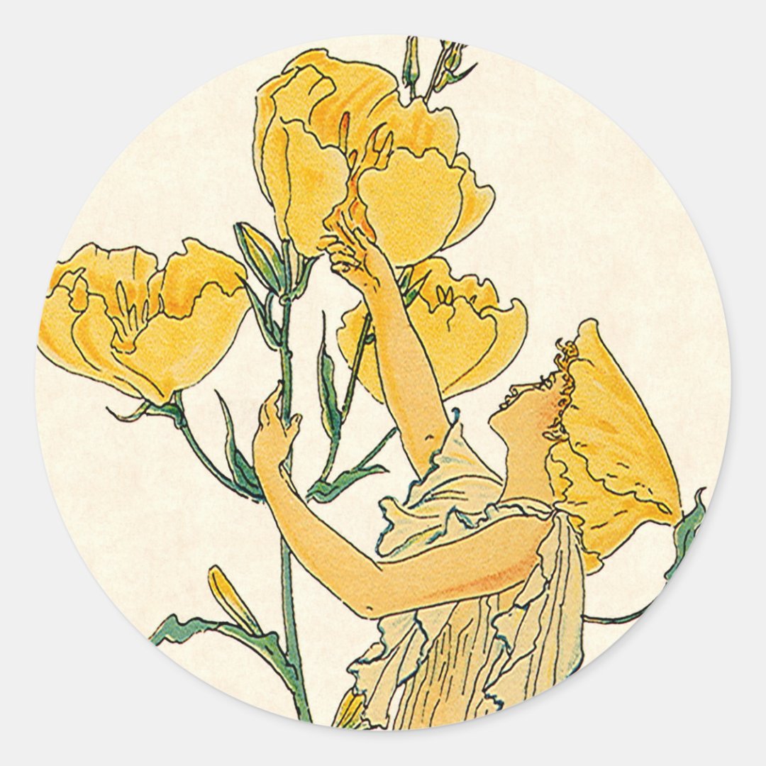 Vintage Fairy Tale, Evening Primrose, Walter Crane Classic Round ...