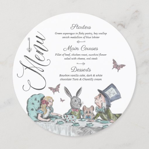 Vintage Fairytale Alice in Wonderland Tea Party Menu | Zazzle