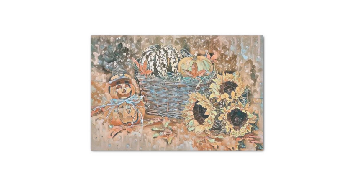 Vintage Fall pumpkins fall colors watercolor Tissue Paper | Zazzle