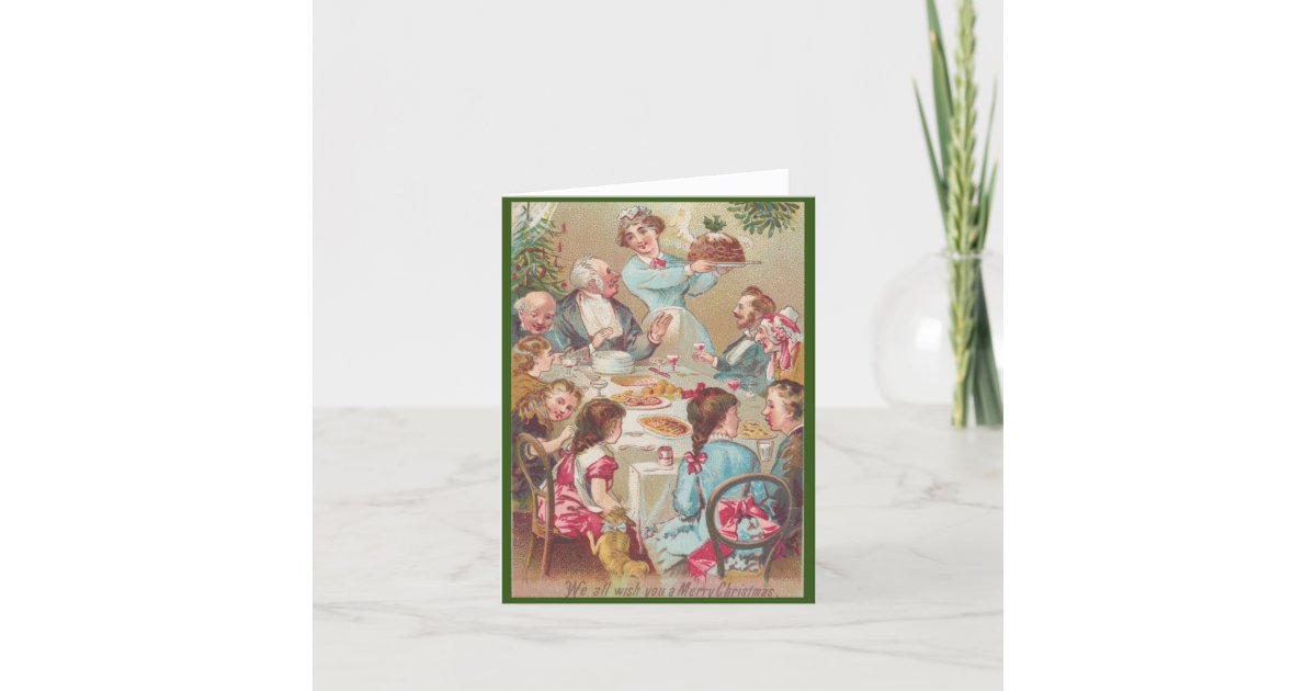 Vintage Family Christmas Dinner Card | Zazzle