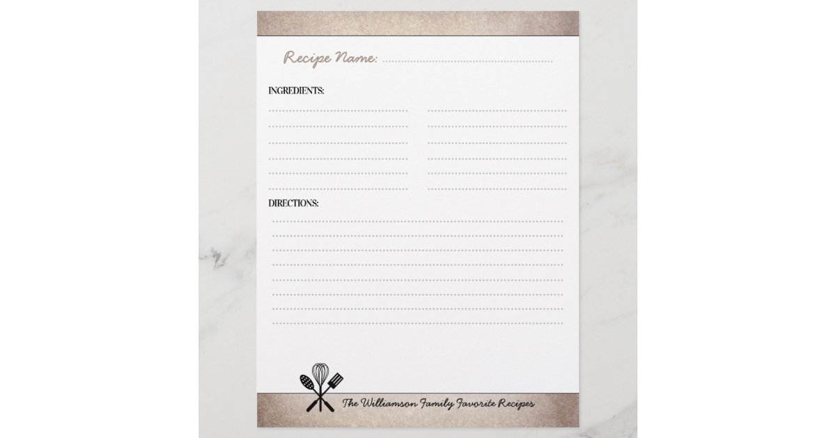 Vintage Family Cookbook Recipe Binder Insert | Zazzle