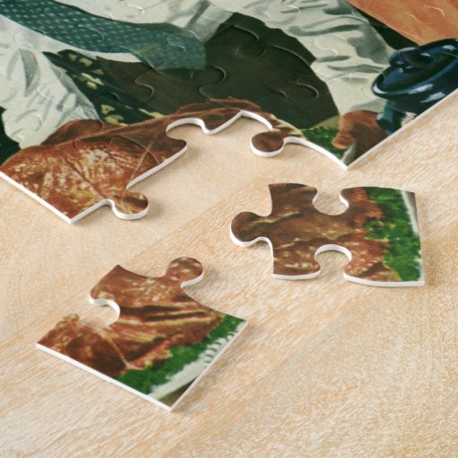 Vintage Family Cooking Thanksgiving Dinner Kitchen Jigsaw Puzzle | Zazzle