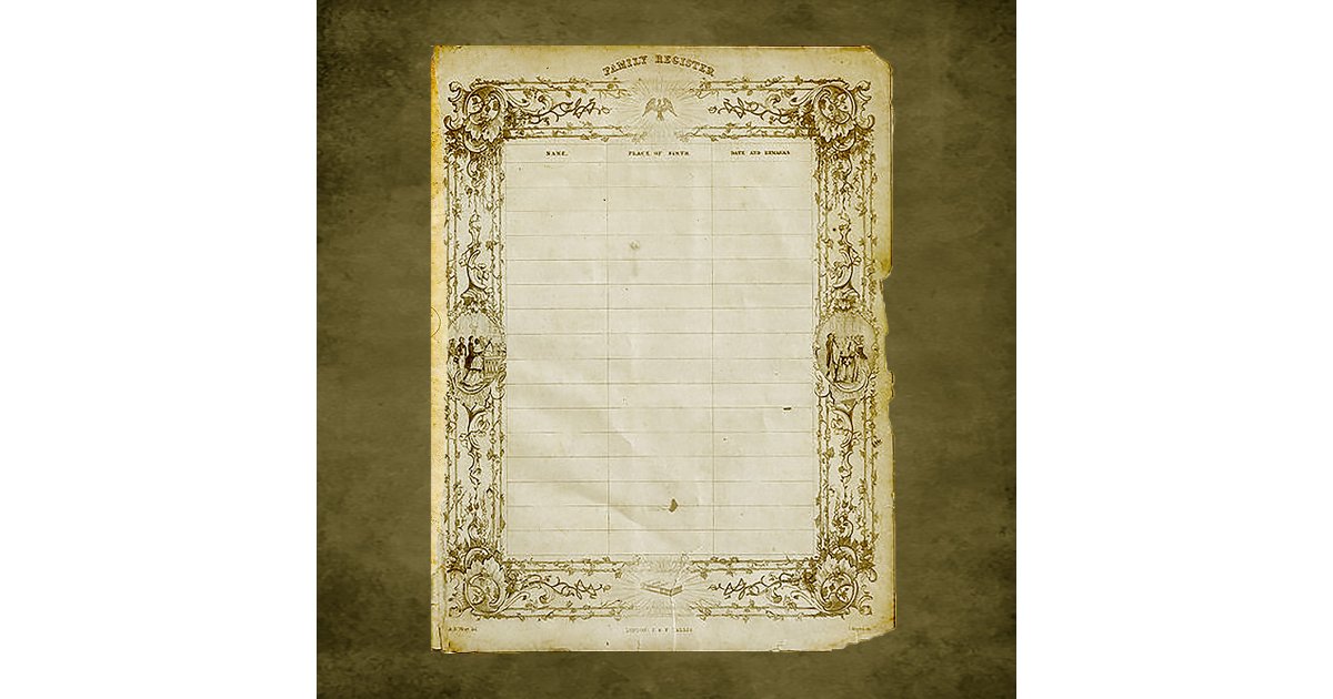 Vintage Family Register Scrapbook Paper | Zazzle