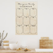 Vintage Family Weekly Calendar Wall Schedule Poster | Zazzle